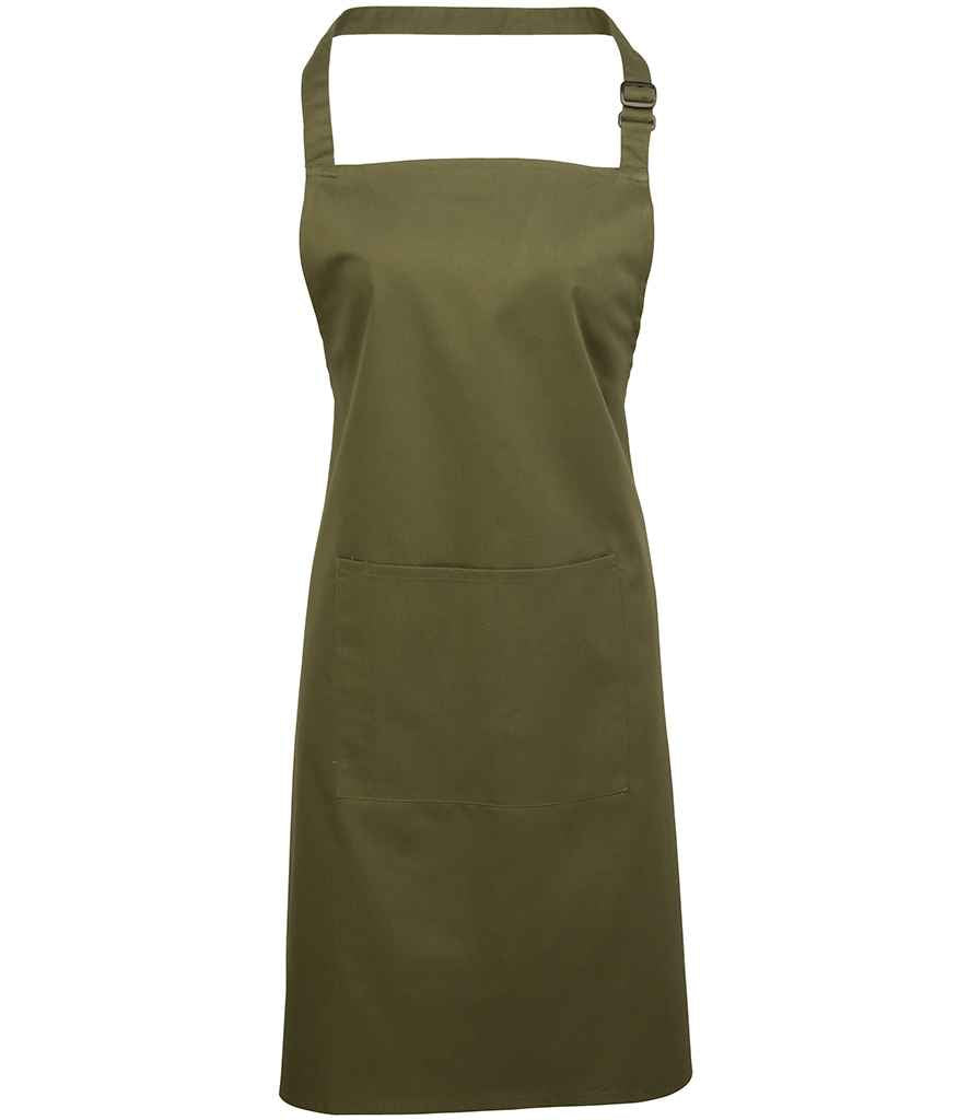 PR154 Premier 'Colours' Bib Apron with Pocket | Olive Green — Kwik Signs UK
